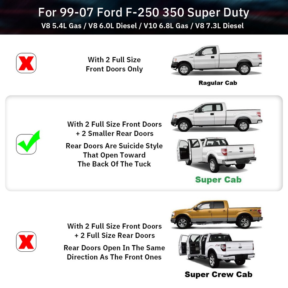 For Ford 99-07 Rear Door Latch & Cable Extended Cab Right and Left ...