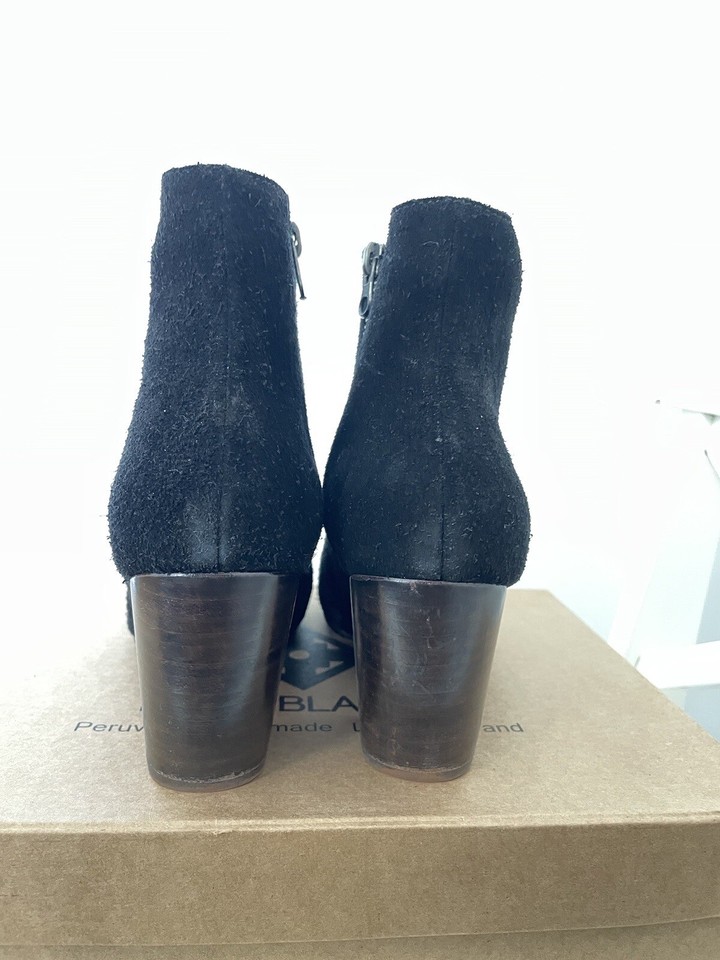 Huma Blanco Black Suede Boots Women’s Size 8 Stacked 3”Heel Zip NWB ...
