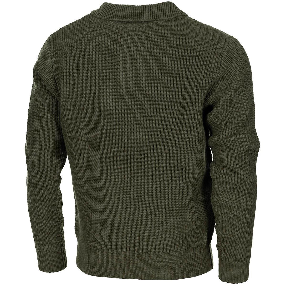 MFH Brand Sweater Troyer style quarter zip jumper rib knit olive ...
