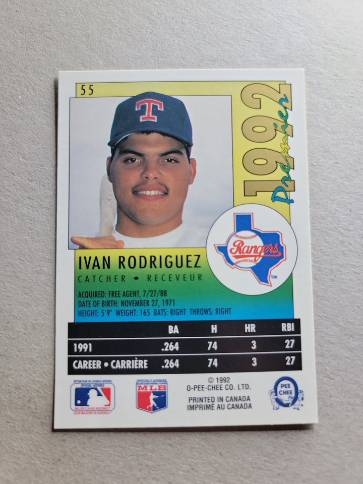 1992 O-Pee-Chee Premier - Ivan Rodriguez - #55 - Texas Rangers | eBay