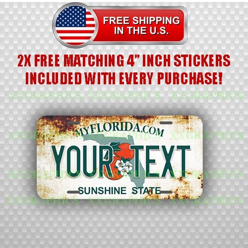 Florida Custom Text Name Personalized Rust Aluminum License Plate and ...