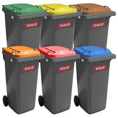 SULO graue Mülltonne mit farbigem Deckel 120 Liter und 240 Liter | eBay.de