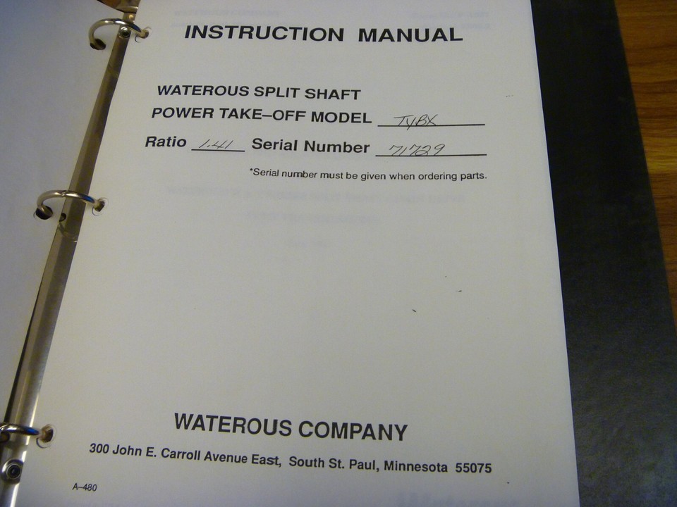 Waterous TYBX Split Shaft Power Take Off Transmission Owner Operator ...