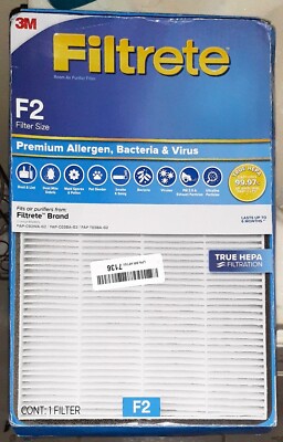 2pk 3M Filtrete F2 True HEPA Filter (99.97% Room Air Purifier Filter ...