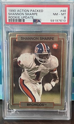1990 Action Packed Shannon Sharpe RC PSA 8 #46 HOF Broncos | eBay