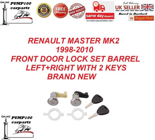 DOOR LOCK FOR RENAULT MASTER MK2 1998-2010 FRONT SET BARREL LEFT+RIGHT ...