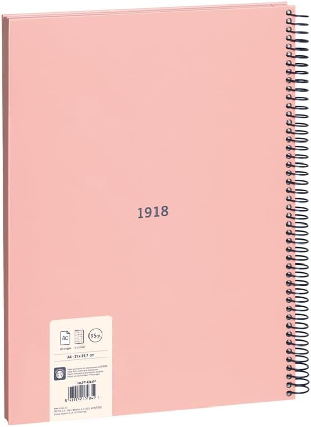 MILAN® A4 notebook with hardcover, 5x5 mm grid, 80 sheets, 95 g/m² ...