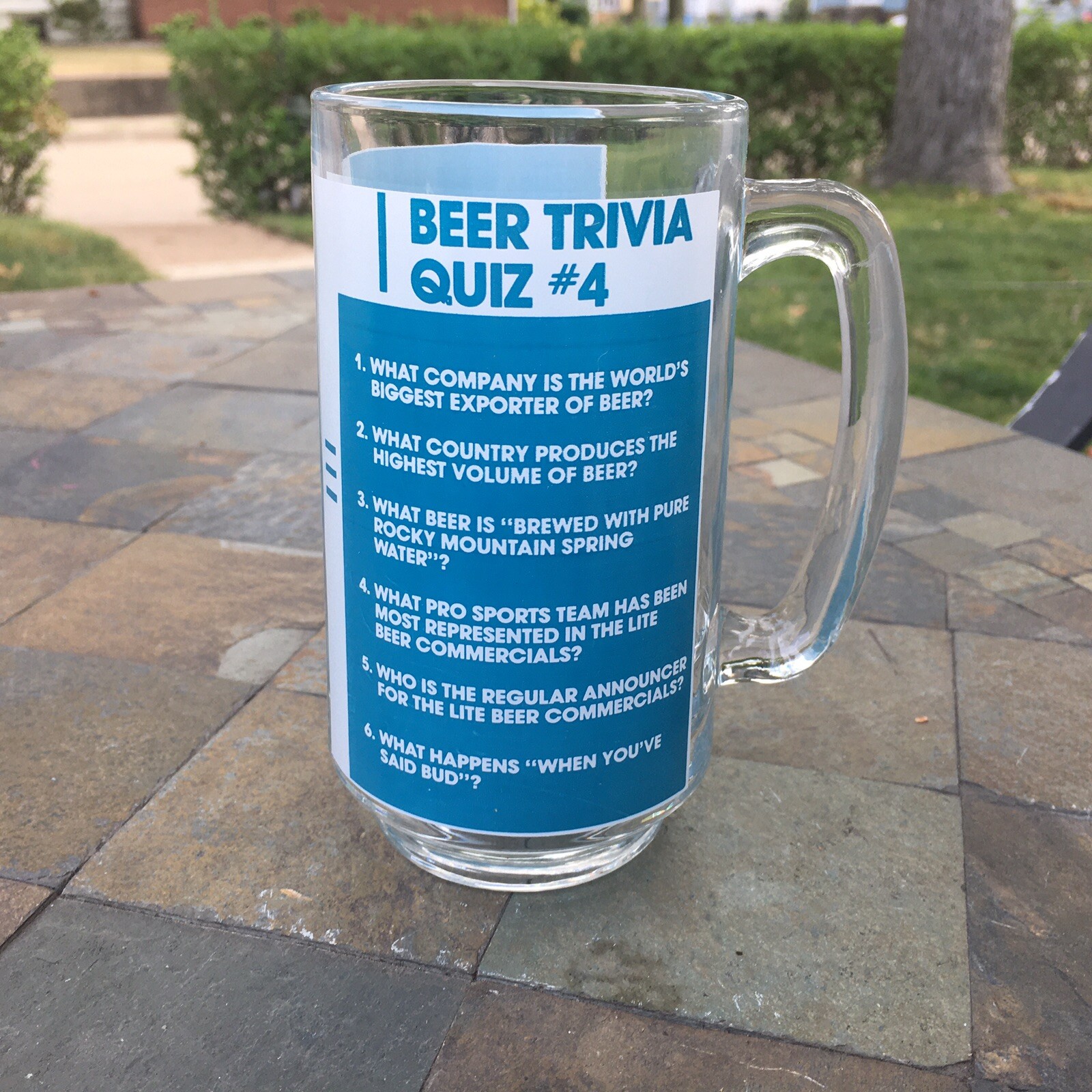 1984 Beer Trivia Mug Quiz #4 Glass Fun Bud Coors Orioles Man Cave ...