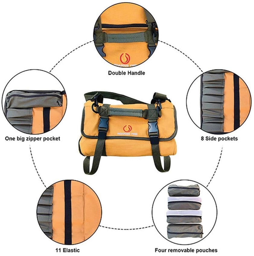 Roaring Fire Pack Mule Tool Roll Bag Removeable Pouches Water-Resistant ...