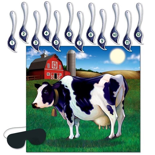 Pin the Tail on the Cow Game 17" x 18" Plastic Cow Farm Country Party ...