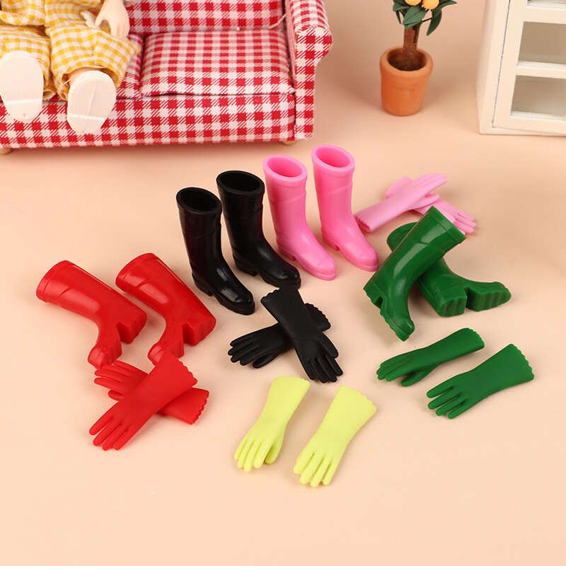 1Set 1:12 Dollhouse Miniature Rain Boots Gardening Gloves Model Farm ...