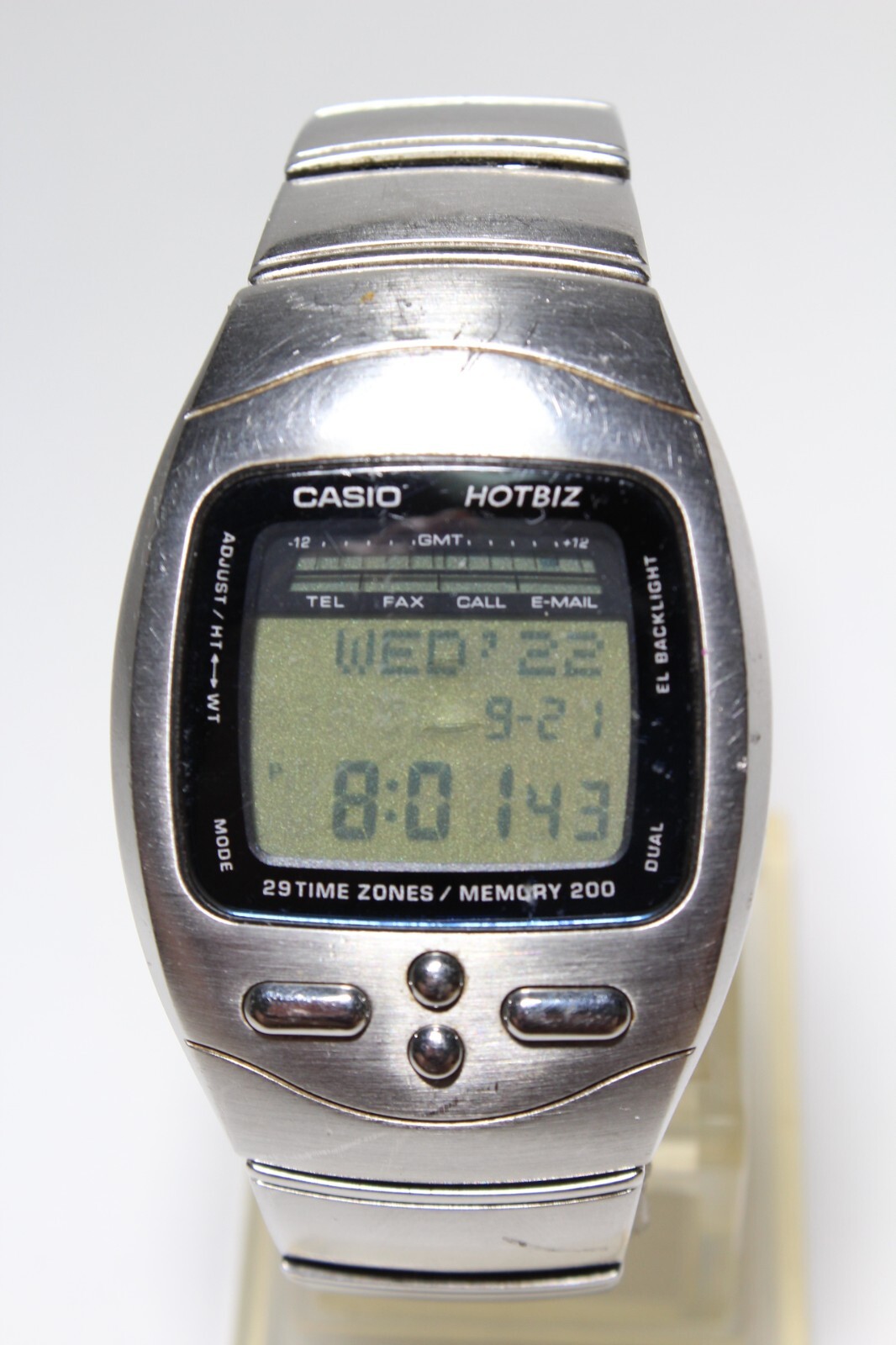 CASIO DATA BANK HOTBIZ HBZ-110 silver retro watch vintage casual ...