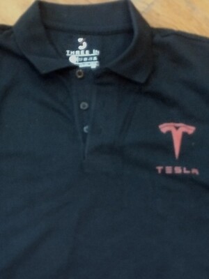 NEW Tesla Employee Men's Golf Polo Shirt XL Black 100 % Cotton | eBay