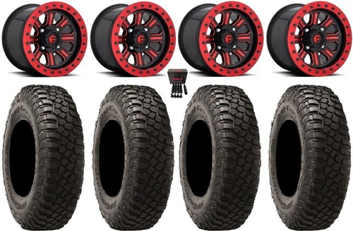 Fuel Hardline Beadlock 15" Wheels Red 30" BFG KM3 Tires Can-Am Maverick ...
