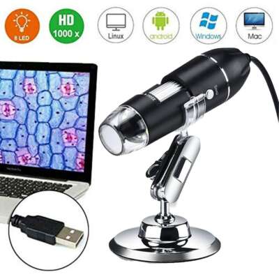 1000X Zoom 8LED HD 1080P USB Microscope Digital Magnifier Endoscope ...