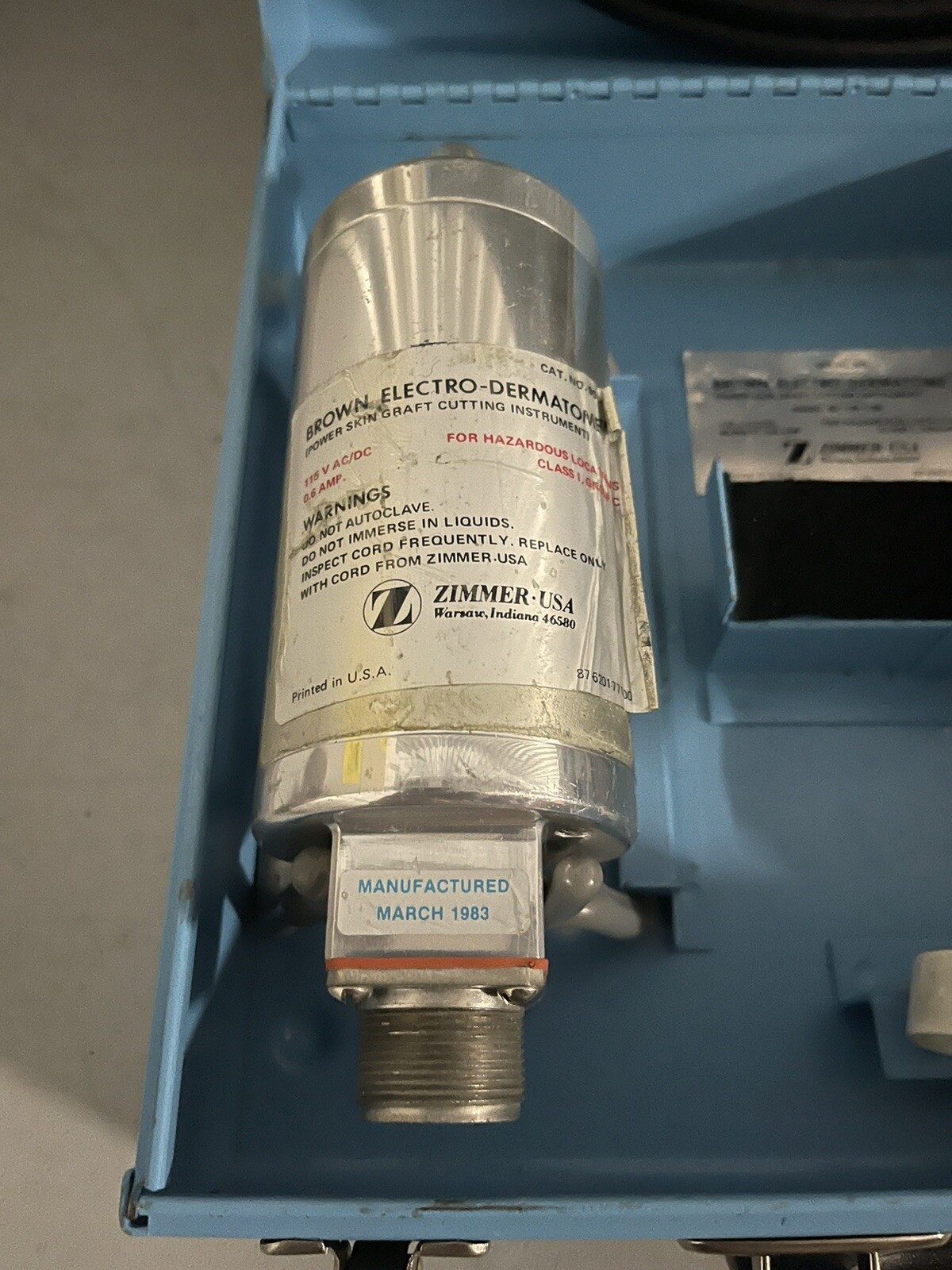Zimmer Brown Electro-Dermatome Part 901-1186 for sale online | eBay