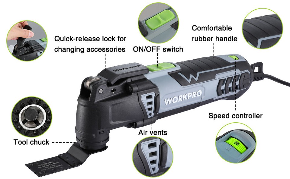 WORKPRO Oscillating Multi-Tool Kit Corded Quick-Lock Replaceable ...