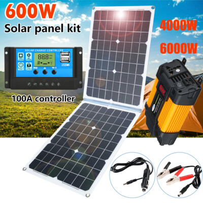 6000W Complete Solar Power Panel Kit Generator Battery Inverter 110V ...