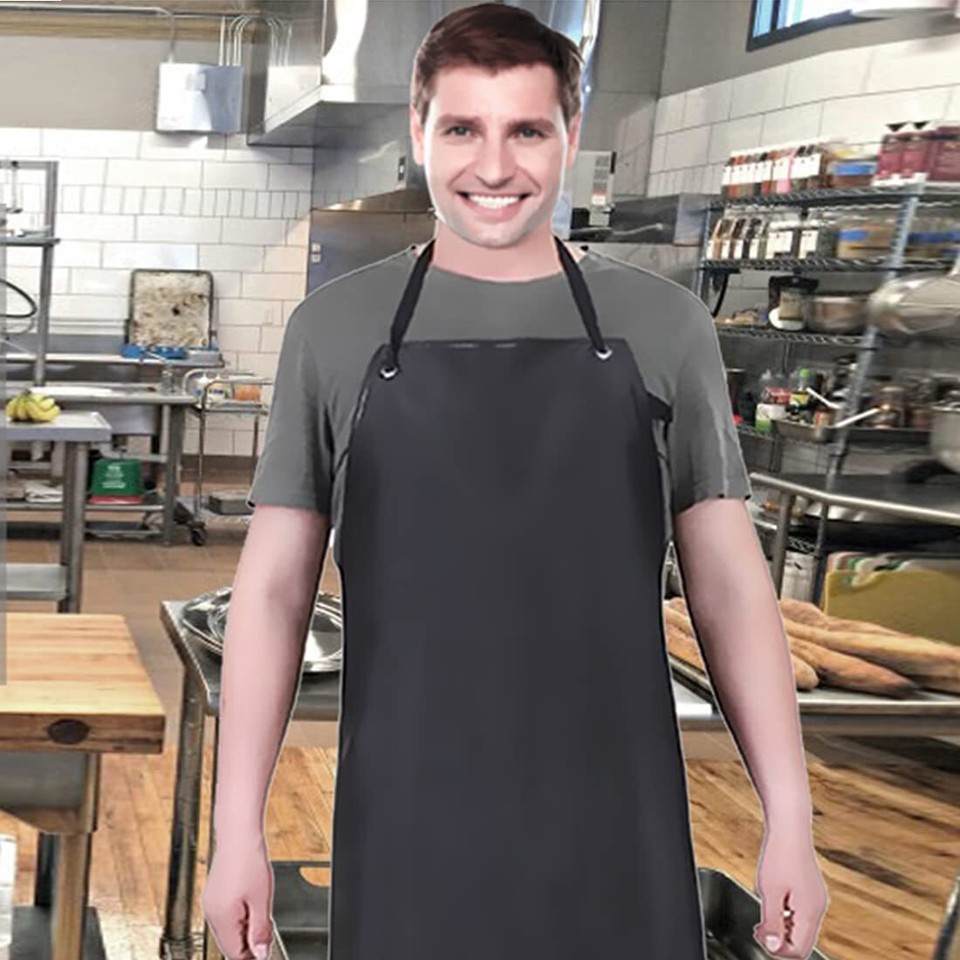 Mens Waterproof Apron Black Lightweight Vinyl Aprons Rubber Apron For ...