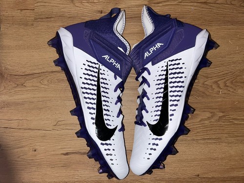 NIKE MENS ALPHA MENACE PRO 2 MID FOOTBALL CLEATS SIZE 15 PURPLE WHITE ...