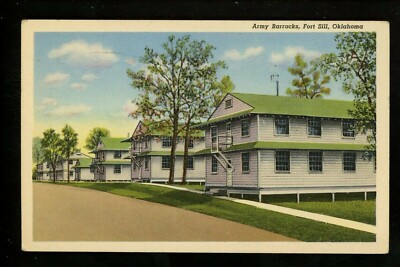 Military Base postcard Army Barracks Fort Still, Oklahoma OK linen Curt ...