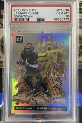2021 Donruss Ja'Marr Chase Downtown! SP Rookie RC #DT-36 PSA 10 GEM ...