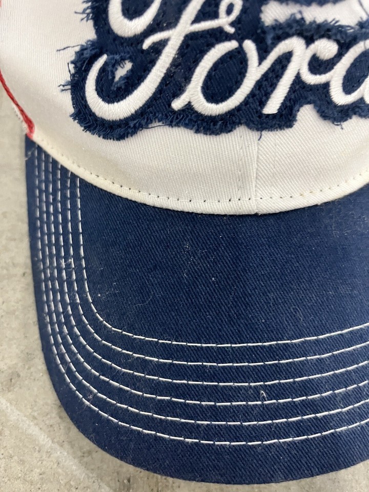Ford Raw Edge Distressed Patch Logo Snapback Baseball Hat Red White ...