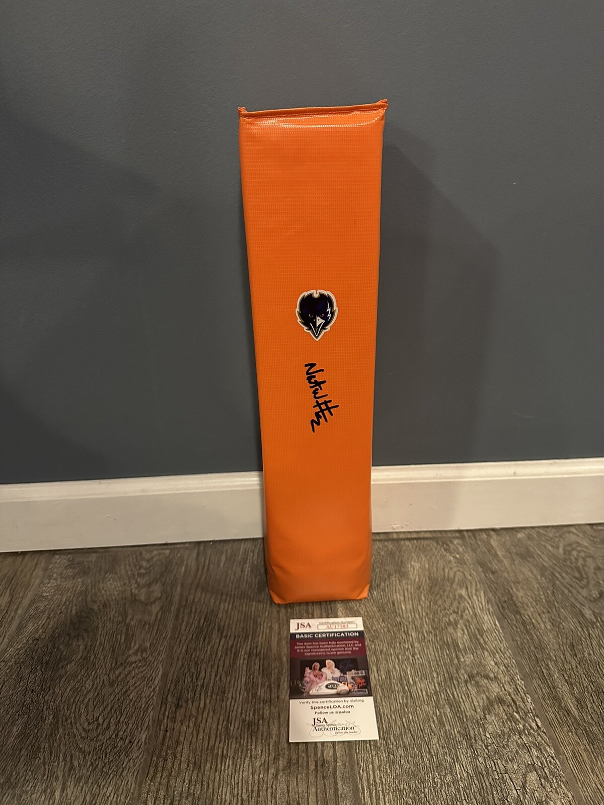 Nate Wiggins Autographed Signed Baltimore Ravens Touchdown Pylon JSA COA