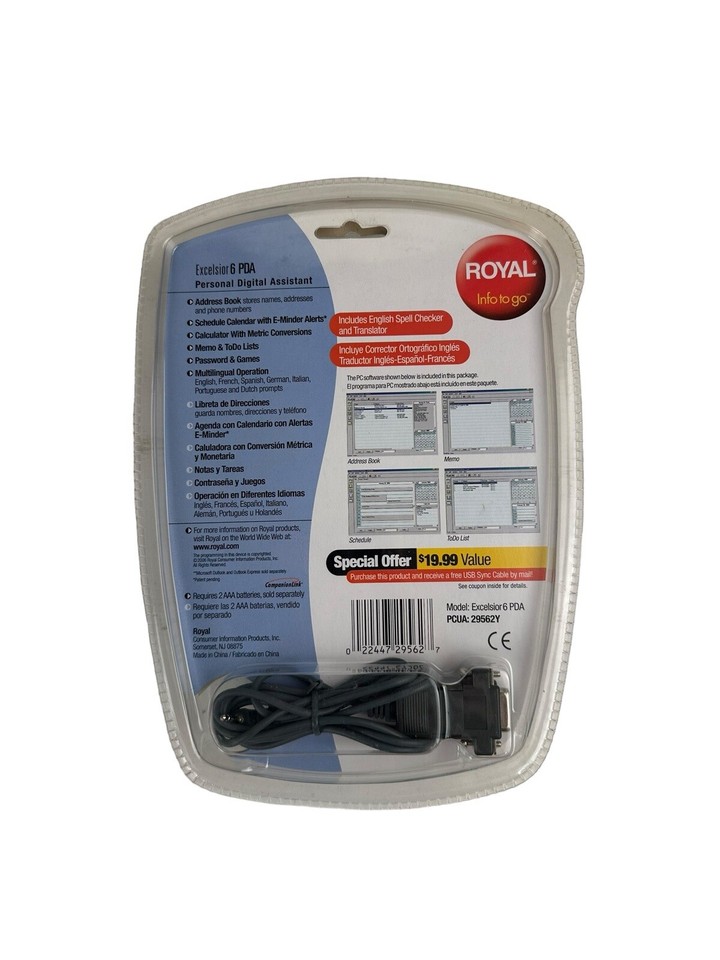 Royal Info to Go Excelsior 6 Personal Digital Assistant PDA Calendar ...