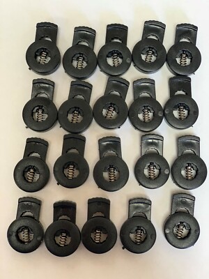 250 pc Black Flat Round 1 Hole Spring Toggle Slider, 1/4" String Cord ...
