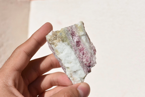 Pink Watermelon Tourmaline in Albite Quartz Matrix Natural Raw Crystal ...
