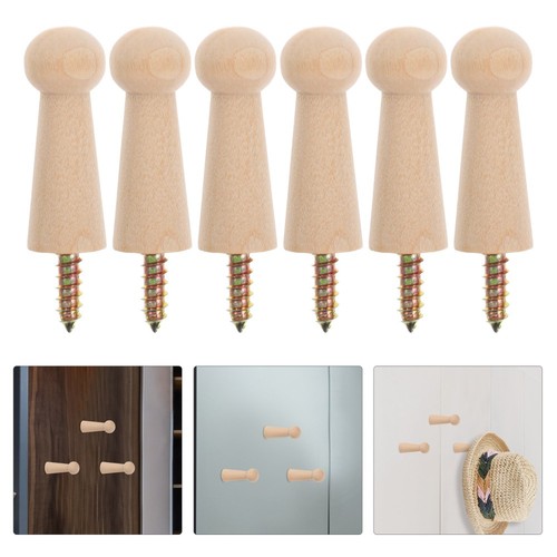 6 Pcs Small Shaker Pegs Wooden Hook Door Hooks for Hanging Towel Hanger ...