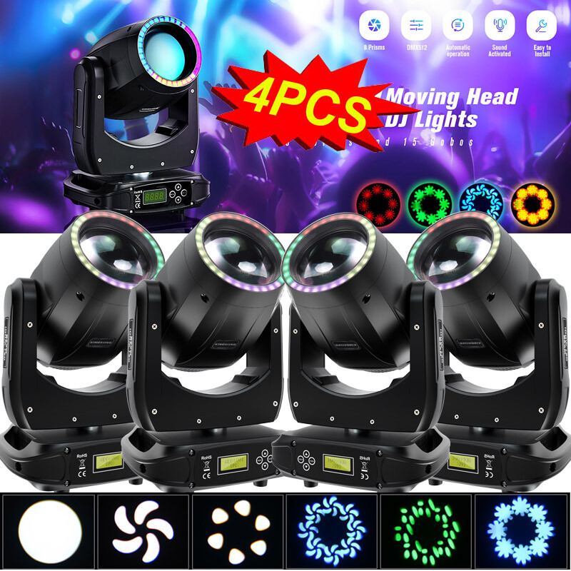 200W Moving Head LED Gobo Beam 8 Prism Stage Lights DMX Disco Show ...