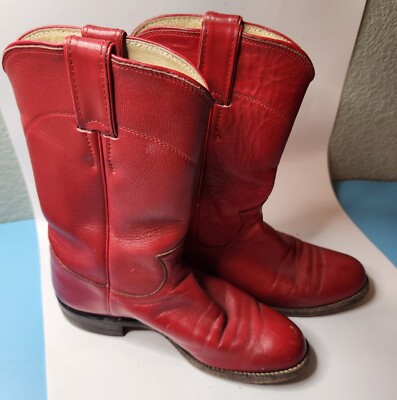 Justin L3055 Red Leather Western Roper Style Boots Women’s US Size 5B ...