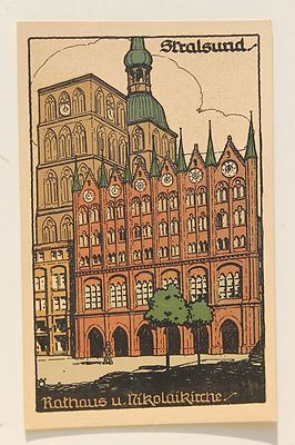 26557 Stone Print Artist Stone Drawing AK Stralsund Town Hall Nikolai ...