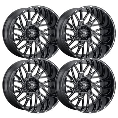 (Set-4) Vision 404 Brawl 20x12 5x5 5x127 -51mm Black Milled Wheels 20 ...
