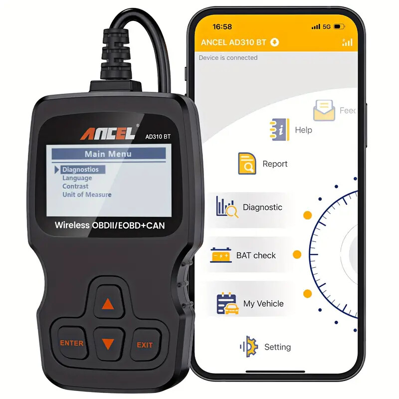 ANCEL AD310 BT Car OBD2 Scanner Engine Diagnostic Tool with Battery ...