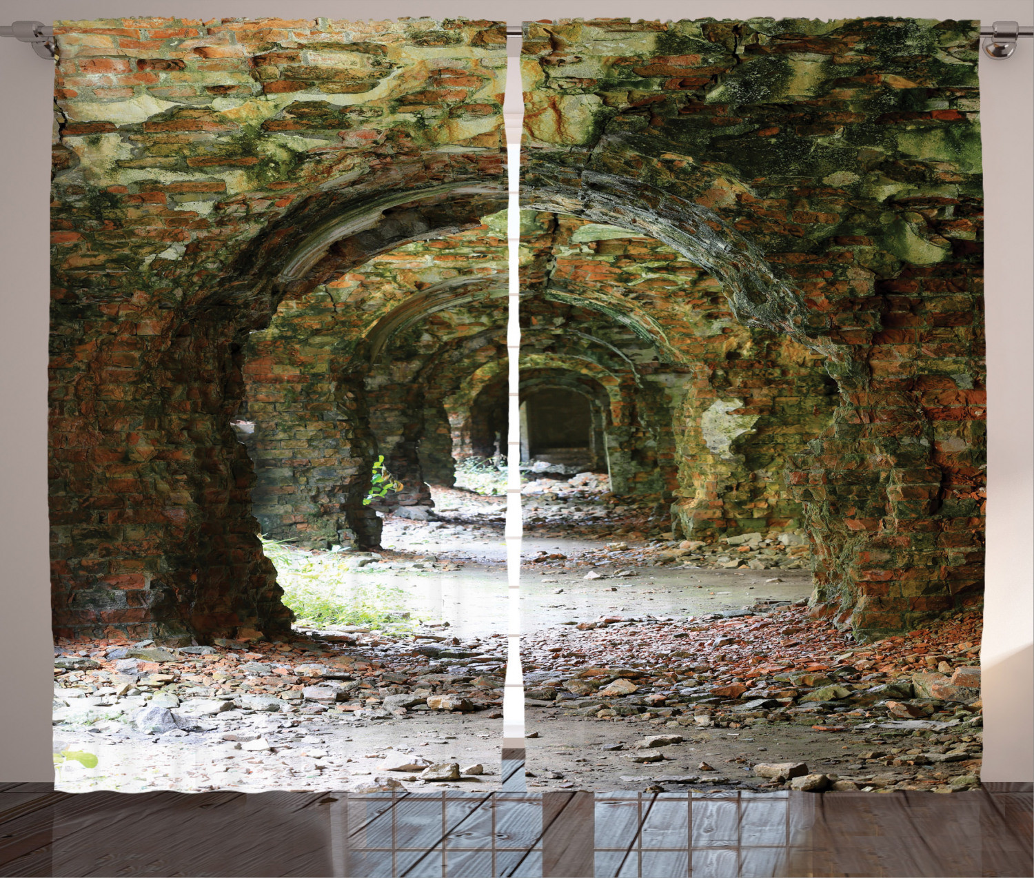 Antique Decor Curtains Medieval Tunnel Window Drapes 2 Panel Set 108x84 ...