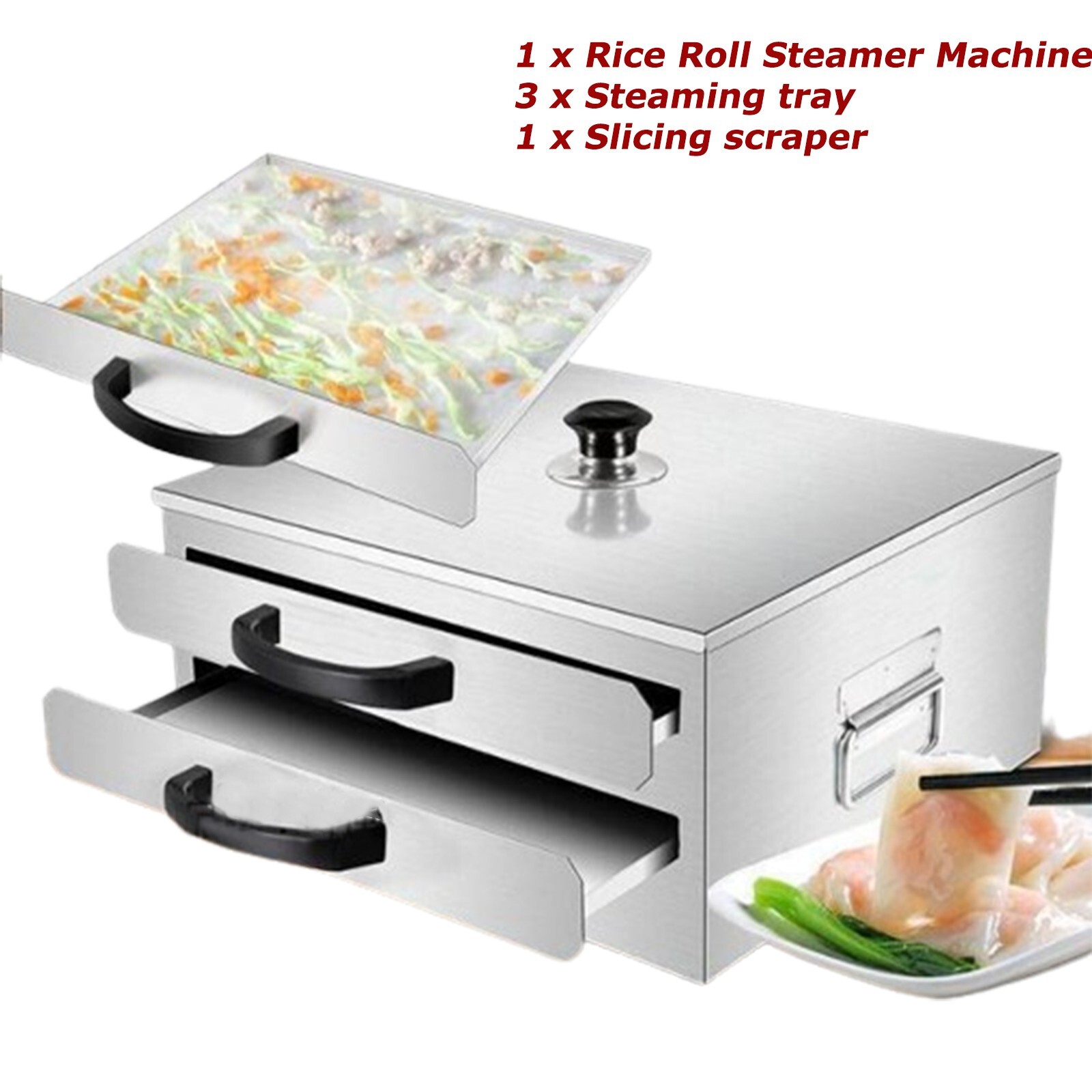 Rice Noodle Rolls Machine 2 Layer Changfen Vermicelli Food Maker ...