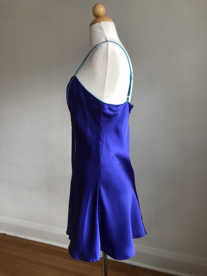 STUNNING VTG CACIQUE Purple Silky Satin Teddy Romper Lingerie SZ M ...