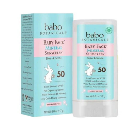 Baby Face Mineral Sunscreen Stick SPF 50 0.6 OZ By Babo Botanicals ...