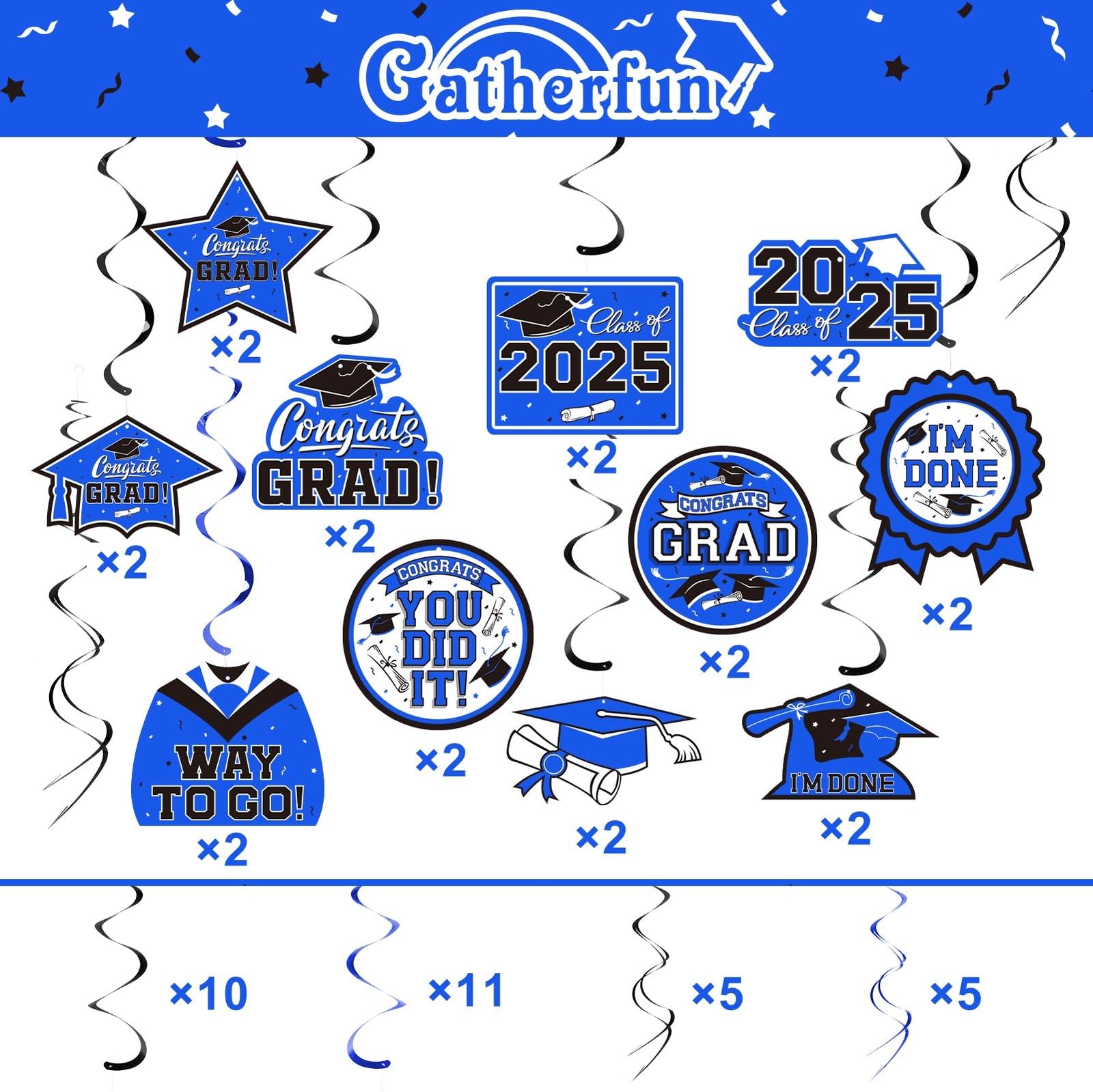 31 Pieces Graduation Decorations Class of 2025 Graduation Hanging Swirl ...