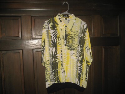 ALAN STUART..... Vintage Polo Shirt Men's XL Yellow Abstract Casual ...