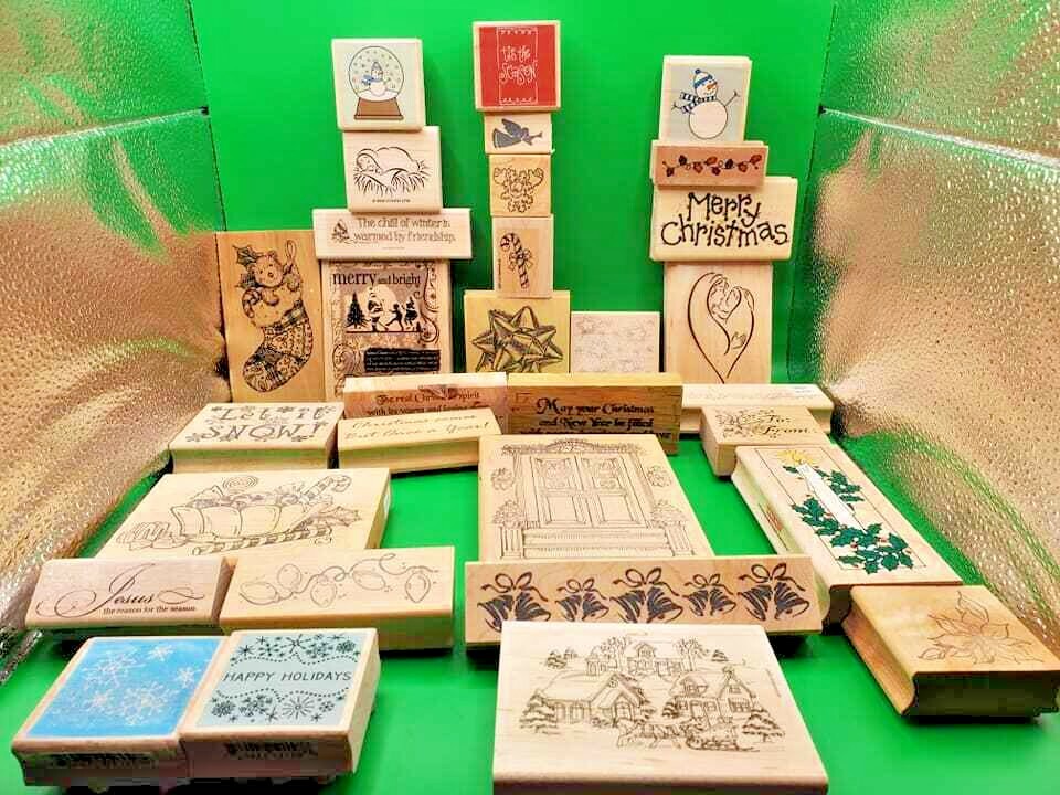 LOT OF 31 CHRISTMAS THEMED RUBBER STAMPS HOOK'S LINES & INKERS STAMPIN ...