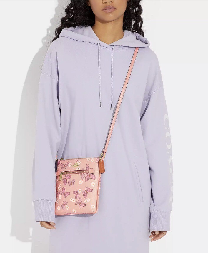 NWT COACH Women's Mini Rowan File Bag With Lovely Butterfly Print Shell Pink | eBay