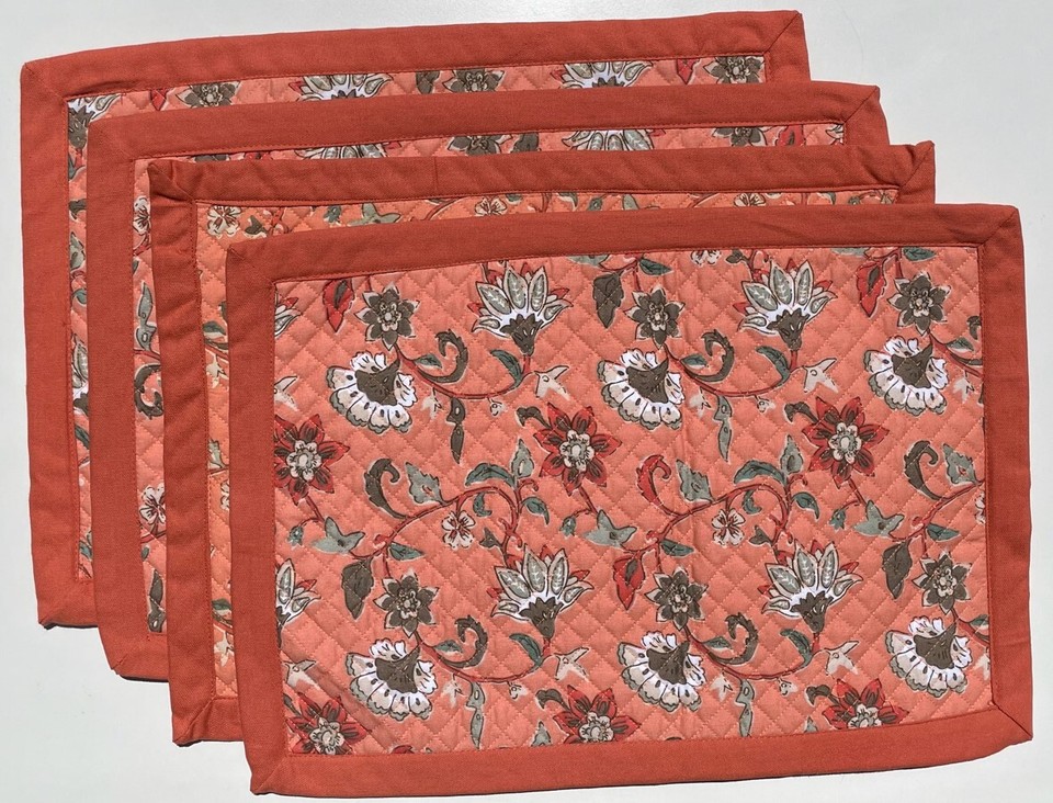 Food Network Jacobean Quilted Floral Placemats Set of 4 | eBay