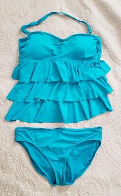 Leilani Women’s Swimsuit Two Piece Tankini Size 14 Aqua Blue | eBay