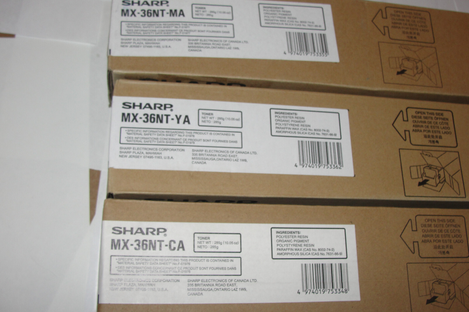 New Sharp Toner x6 MX-36 MX-36NT-MA MX-36NT-CA MX-36NT-YA Yellow ...