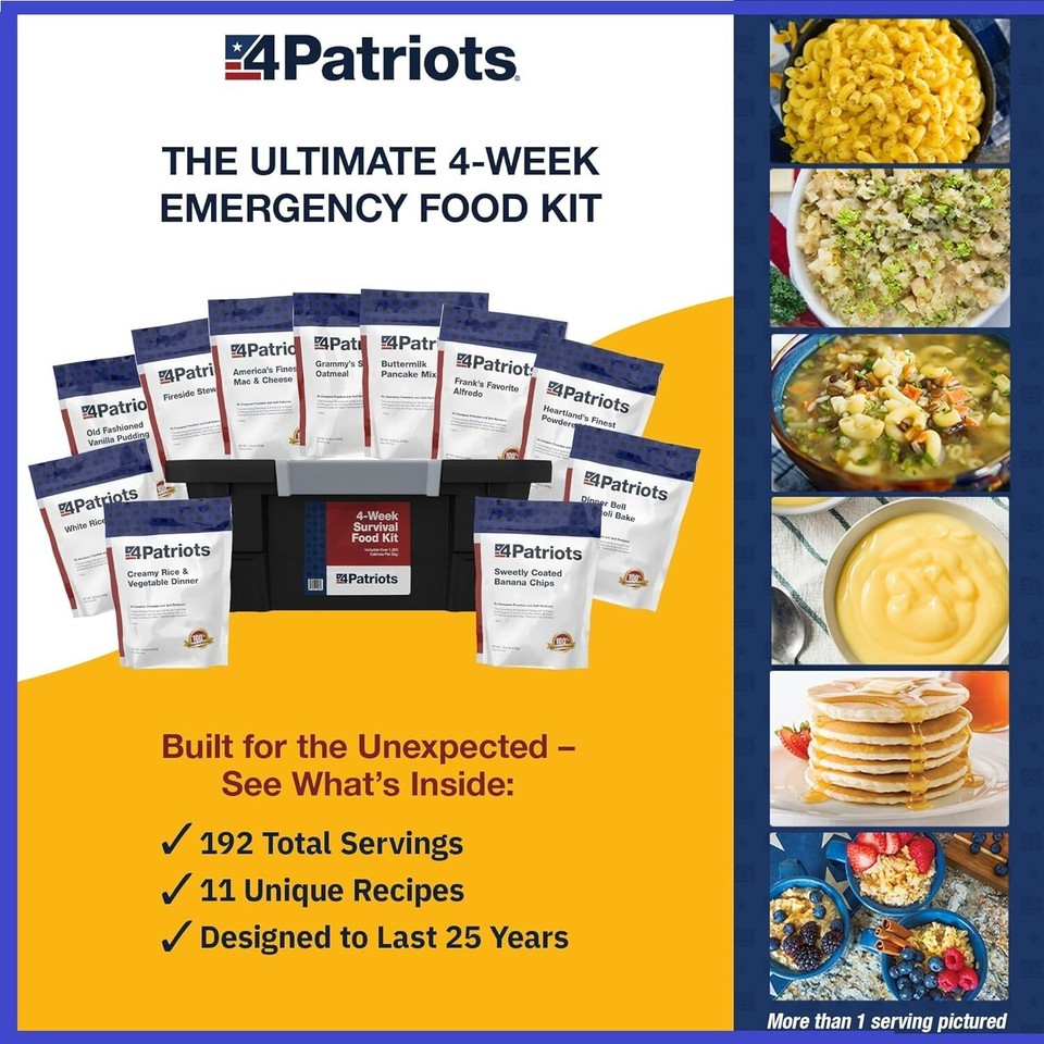 4Patriot: 4-Week Emergency Food Supply Survival Kit 192 Servings of ...