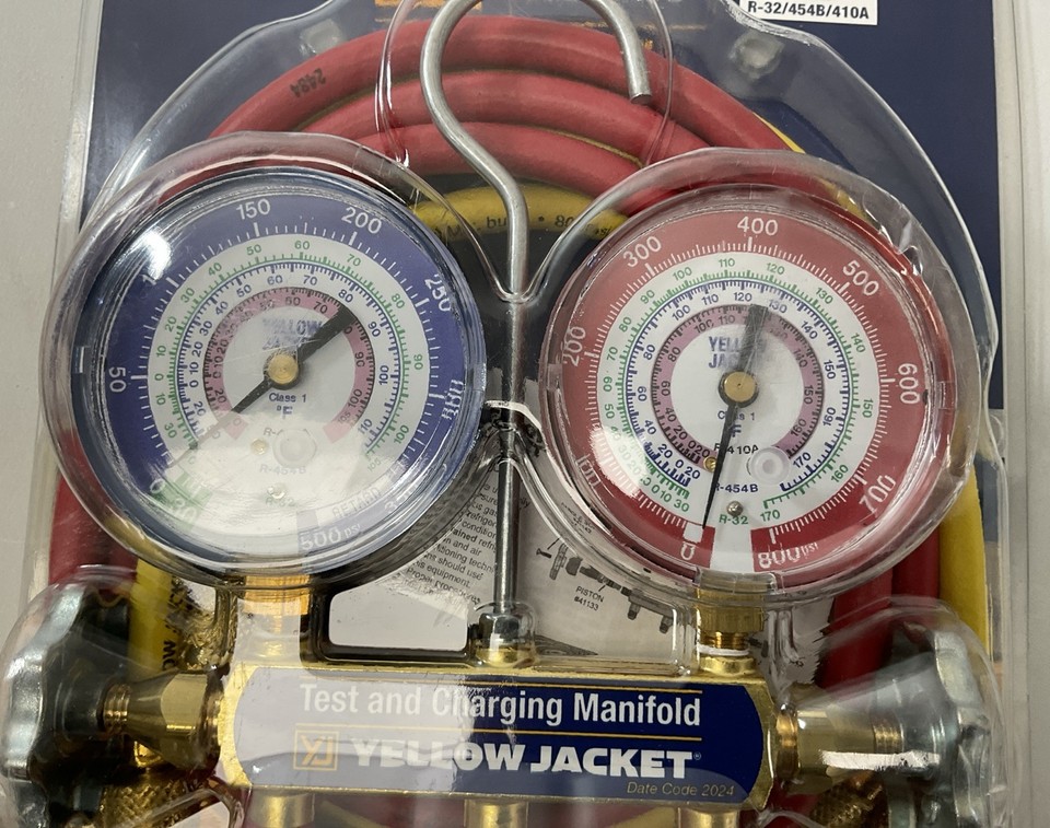 Yellow Jacket 42036 A2L Brass Manifold with 60" Hoses RYB for R32/454B ...